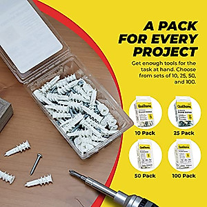 #8 Self Drilling Drywall Plastic Anchors with Screws - No Pre Drill Hole Preparation Required - 75 Lbs