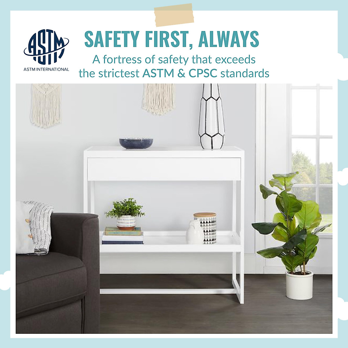 Dream On Me Arlo Changing Table in White, Made of Solid New Zealand Pinewood, Non-Toxic Finish, Comes with Water Resistant Mattress Pad & Safety Strap