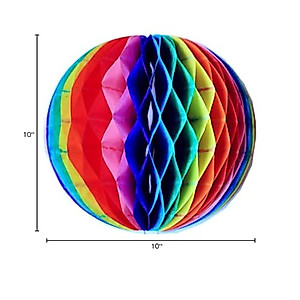 8PCS Hanging Iridescent Honeycomb Ball Rainbow Tissue Paper Pom Poms Balls Flowers Decorative for Bridal Shower Wedding Birthday Theme Party Home Wall Decoration (10”/25cm)