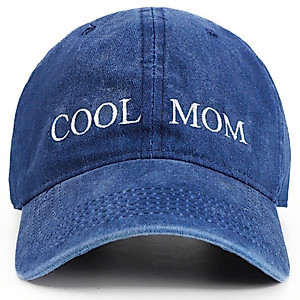 Cool Mom Hat, Gift for Mothers Day Brithday Christmas Mama Hats for Women, Embroidery Distressed Mom Hat Baseball Caps Blue