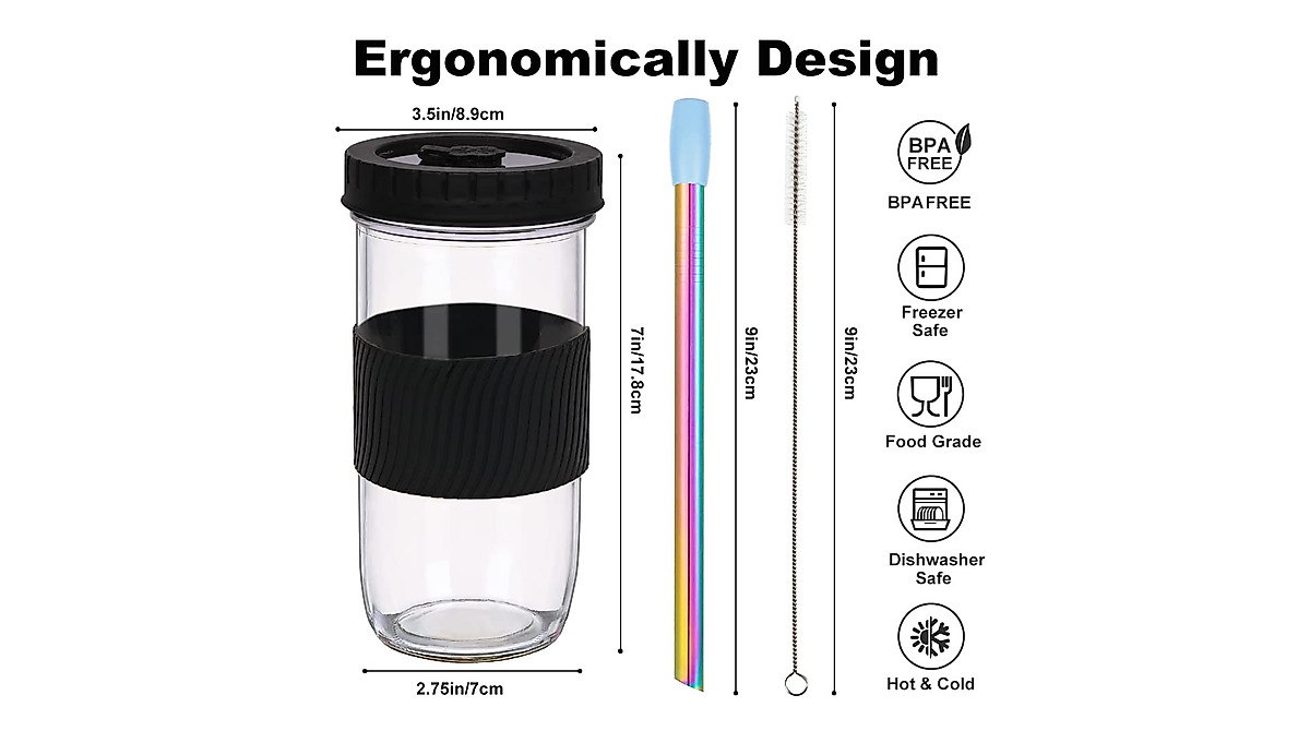 Reusable Boba Cup Set - 24oz Glass with Accessories