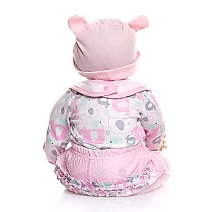 HFSMDM Baby Dolls Reborn Baby Doll 21 Inch Toddler Girl Lifelike Flexible Full Body Soft Real Touch Baby Doll Toy for Girls Newborn Baby Birthday Gift (Brown Eye Doll)