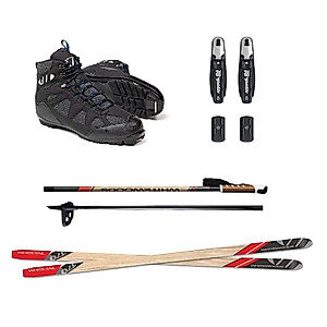 Whitewoods Whitetail Adult Metal Edge Cross-Country NNN Ski Package - Skis, Boots, Bindings, Poles | 190CM (for Skiers 176+ lbs.) (EU Boot Size: 44)