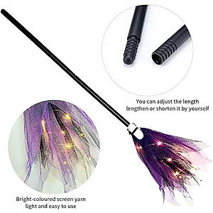 Halloween Witch Broom, LED Lighted Witch Broomstick, Glow in The Dark Witch Broom, Halloween Party Costume Decoration Cosplay Props for Halloween Costume Decoration (3 Pack)