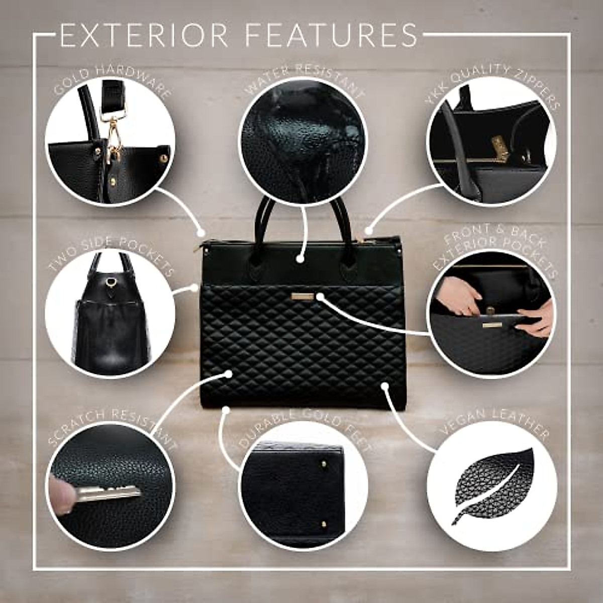 Monaco Tote Bag by Luli Bebe - Women's Designer Luxury Vegan Leather Tote Bag Large, Ladies Weekender Handbag (Latte Brown)