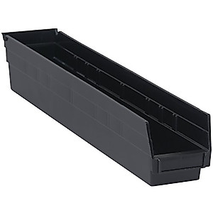 Quantum Storage Systems QSB105BK 16-Pack 4" Hanging Plastic Shelf Bin Storage Containers, 23-5/8" x 4-1/8" x 4" , Black