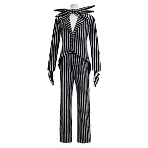nezababycos Jack Skellington Costume Nightmare Before Christmas Cosplay Sally Uniform Halloween for Adult Men XL