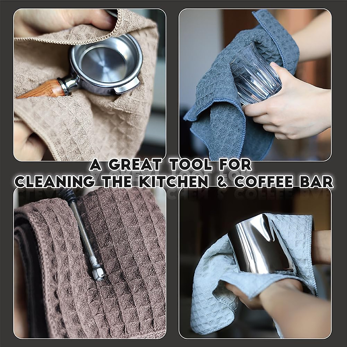 patiparrto Barista Micro Cloth Set 4 Pack Microfiber Cleaning Cloth Espresso Barista Cleaning Towels Coffee Bar Towel Cleaning Rags Espresso Machine Cleaning Accessories 12"x12"