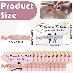 12 Pcs Wedding Bachelorette Hair Ties Party Supplies Bridesmaid Scrunchies Hair Tie with Cards to Have and to Hold Your Hair Back Bride Bridesmaid for Bridal Shower (Pink, White)