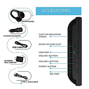PROSCAN Elite 10.1" Quad Core Tablet/Portable DVD Combo 2GB/32GB Android 11 PELTDV1029_Comb with Bluetooth Headphones