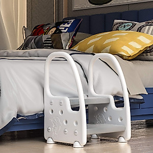 Wiifo Toddler Step Stool for Sink, Height Adjustable Plastic Step Stool for Kids with Handle & Non-Slip Safety,Child Step Stool for Bathroom or Kitchen, Grey