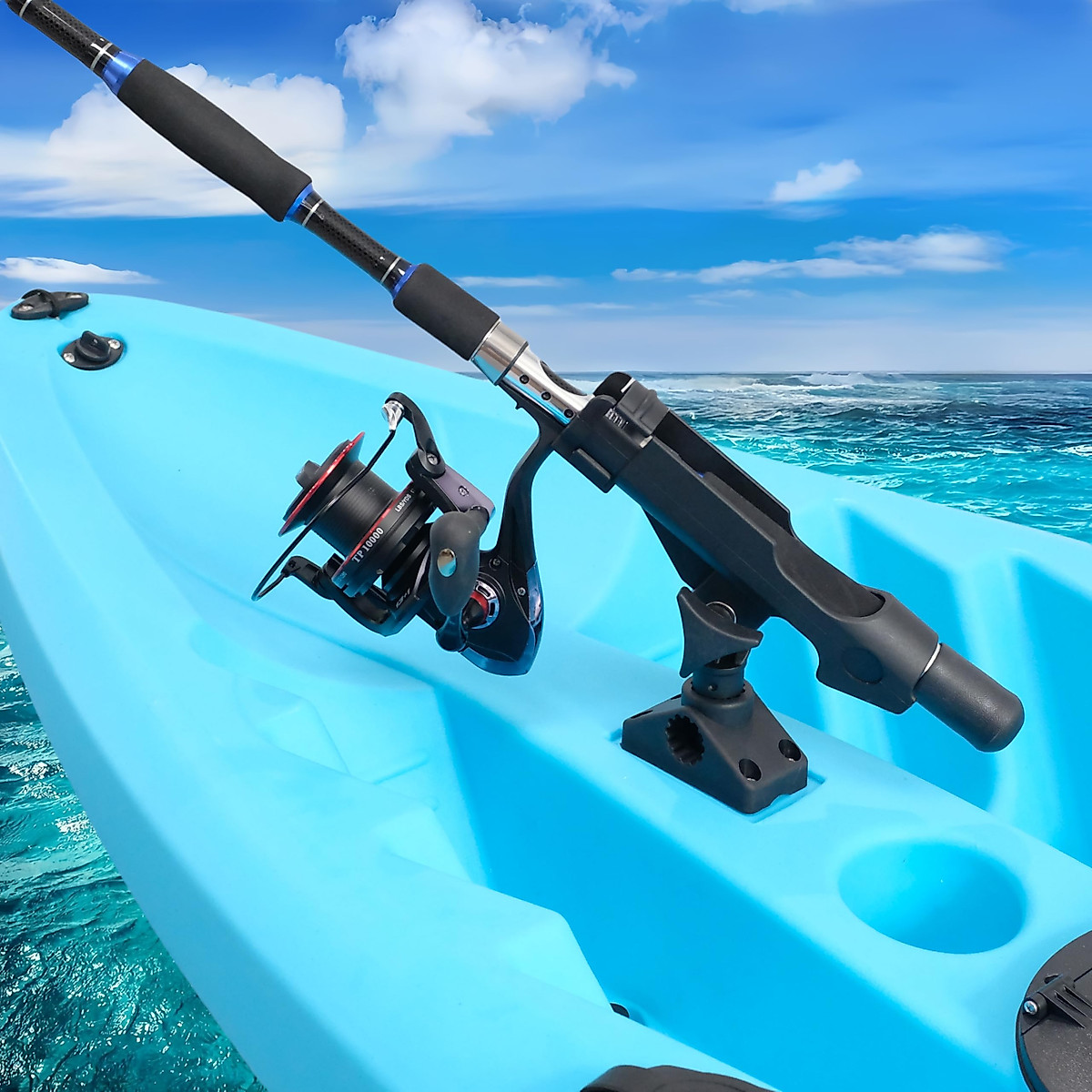 2 Pack Baitcaster/Spinning Rod Holder with Side Deck Mount (Holder + Mount)