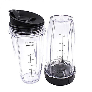 Replacement Blender Cup with Lid (2 Pack) 24 Oz Cups For Ninja Auto iQ BL480 BL482 BL642 NN102 BL682 BL450 BN751 BN801 Foodi SS351 SS401 Ninja Blender Auto iQ Blade