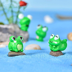 14 Pcs Mini Frogs and Lotus Leaf Easter Cupcake Toppers, Animals Model Fairy Garden Frog Miniature Figurines Moss Landscape DIY Terrarium Crafts Ornament Accessories Outdoor Decor