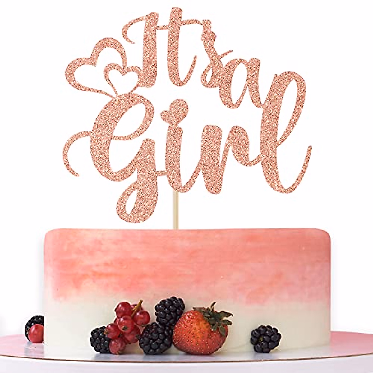 Betalala It’s a Girl Cake Topper,Sweet Baby Girl Decorations,Baby Shower/Gender Reveal Party Decorations,Baby Girls 1st Birthday Party Decoration Supplies Rose Gold Glitter (Corrected)