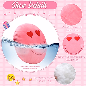 3 Pcs 16 Inch Face Emoticon Cushion Stuffed Plush Pillow, 3D Round Throw Pillows with Embroidery Pattern Cute Round Floor Cushion Decorative Plush Throw Pillows for Car, Bed, Couch, Sofa, Office Home