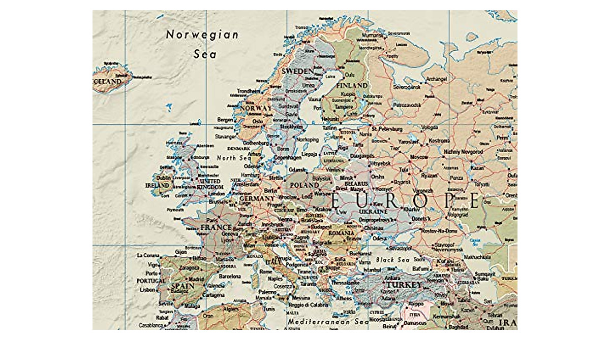 Stylish 24" x 36" Laminated World Map Poster