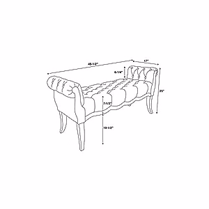 Linon Laurel Wood Upholstered Roll Arm Bench in Gray