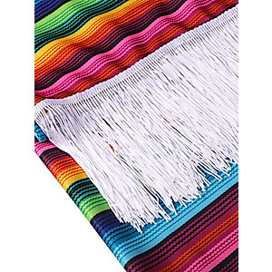 SATINIOR Mexican Serape Poncho Costume Mexican Sombrero with Rainbow Serape Edge and Band (Adult)