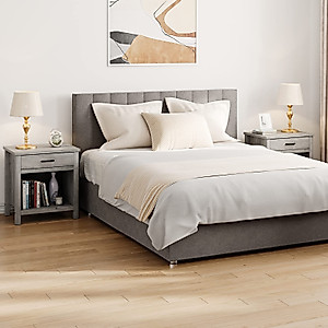 GAOMON Rustic Grey Nightstands Set of 2, Farmhouse End Table Beside Table with Storage Drawer, Modern Night Stand for Bedroom, Wood Side Table for Living Room, College Dorm