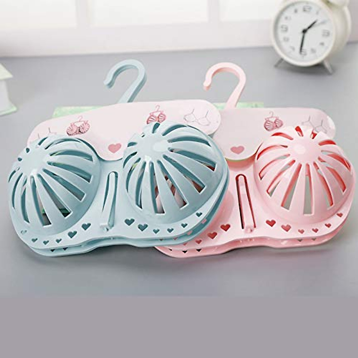 Clothes Hanger, 2Pcs Household Anti-Deformation Bra Drying Rack Seamless Non-Slip Vest Hanger - Blue