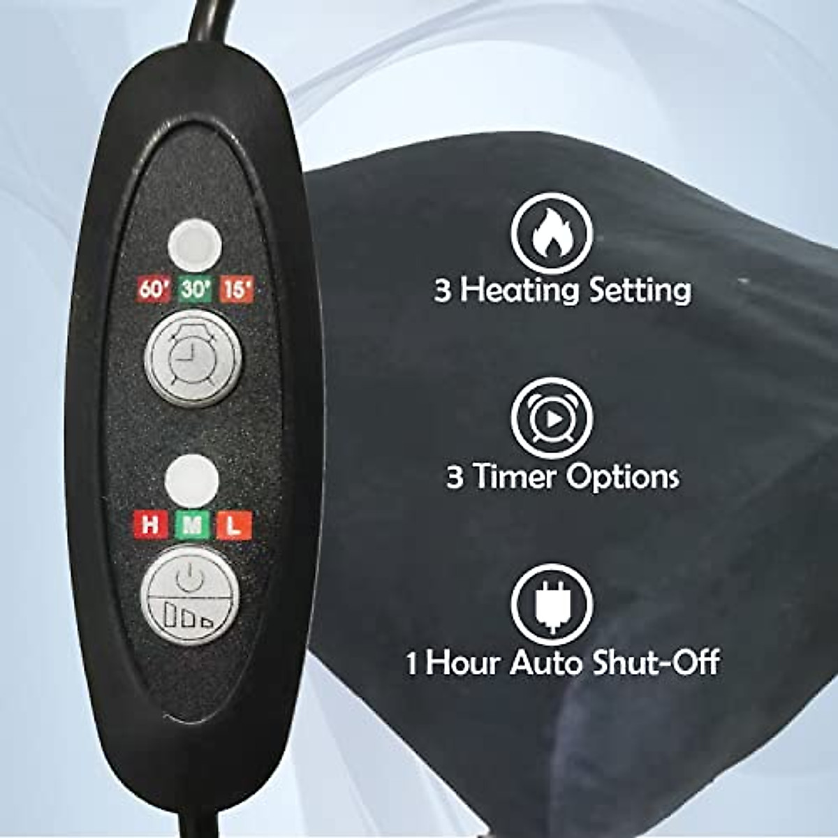 Heating Lumbar Support Pad for Back Pain Relief, Electric Heated Pad for Back with Strap, Soothing Heat Therapy 3 Heat Settings Timer Settings, Heating Technology for Waist, Abdomen, Neck, Shoulders