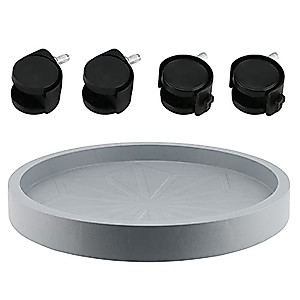 JOIKIT 4 Pack 13 Inch Round Plant Caddy with 4 Lockable Wheels, 132 Lbs Capacity Heavy Duty Rolling Plant Stand, Wheeled Planter Saucer Tray Trolley for 11.8 Inch Planter Pot Indoor Outdoor, Grey