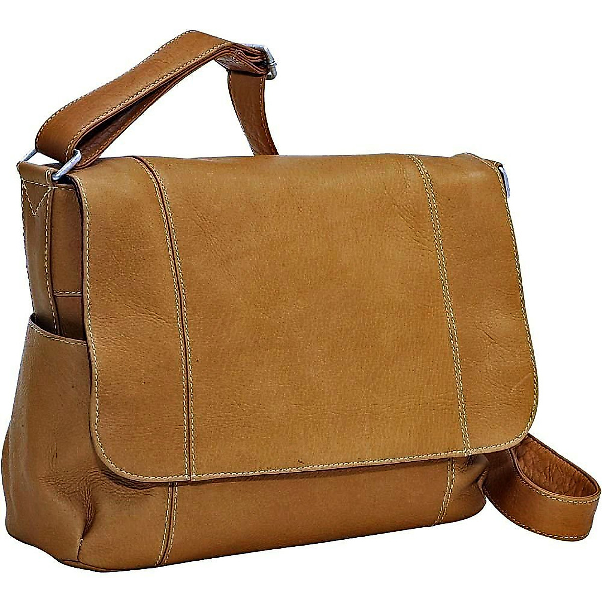 Le Donne Leather Flap Over Shoulder Bag (Tan)