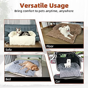 Mora Pets Dog Couch Bed for Furniture Protector Waterproof Dog Mat with Removable Washable Cover and Anti-Slip Bottom Bolster Plush Pet Sleeping Mattress for Large Medium Small Dogs
