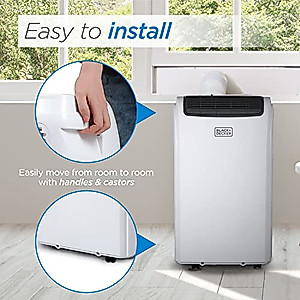 BLACK+DECKER Air Conditioner, 14,000 BTU Air Conditioner Portable for Room up to 700 Sq. Ft., 3-in-1 AC Unit, Dehumidifier, & Fan, Portable AC with Installation Kit & Remote Control