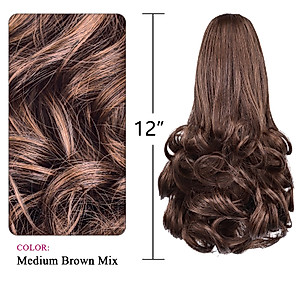 Brown Ponytail Extension,Claw Clip Ponytails 12in Curly 3.8 OZ Fake Hair Extensions Hair pieces SYXLCYGG Wig Girl Synthetic Fluffy¬ Tangled