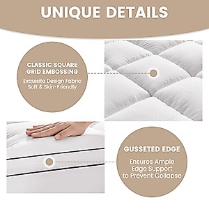 XEDREAM Extra Thick Mattress Pad Full, Pillow Top Mattress Topper Full, Grid Embossing Mattress Cover Full with Deep Pocket Stretches up to 21", 54"x 75"