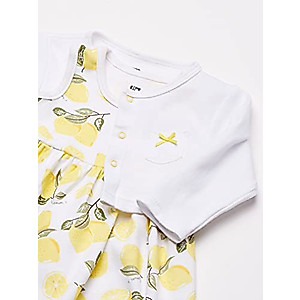 Hudson Baby baby girls Cotton Dress, Cardigan Shoe Set infant and toddler sweaters, Lemon, 12-18 Months US