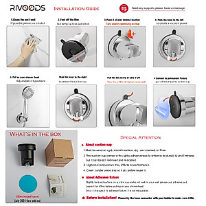 Handle held Shower Head Holder Suction Cup - Retachable - 5 Positions Adjustable - Bathroom Wall Mounted Shower Hose Holder - (Matte Black)