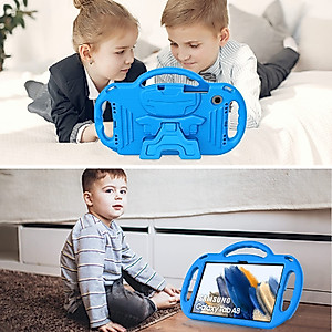 AVAWO Kids Case for Samsung Galaxy Tab A8 10.5 Case 2022 (SM-X200/X205/X207), with Strap, Light Weight Shock Proof Handle Stand Kids Case for Samsung Galaxy Tab A8 10.5 Inch 2022, Blue