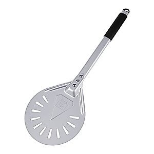 TC Logo 7” Pizza Turning Peel & Paddle, Oven Accessories with Aluminum Plate and Rubber Handle Tool use for Bread Peel, Pastry Dough Cake Spatula for Christmas, and New year Party