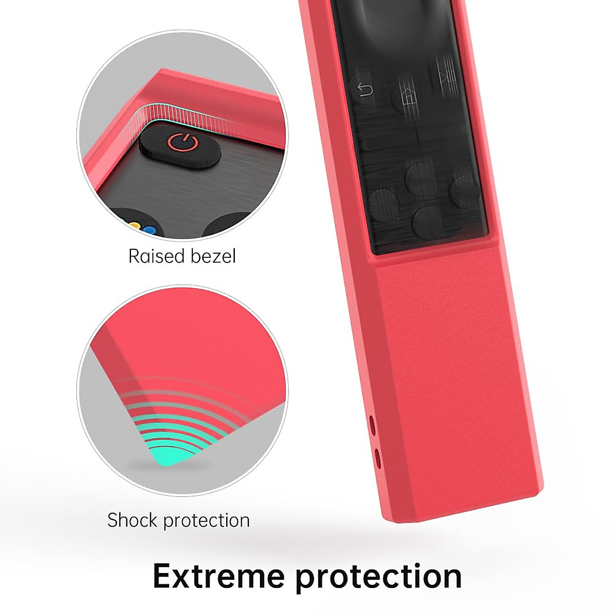 Silicone Samsung Remote Cover Compatible with 2022 Samsung SolarCell Remote TM2280E BN59-01386 BN68-13841G BN59-01385A Cover Samsung TM2240A Remote Case Shockproof Anit-Lost with Lanyard(Red)