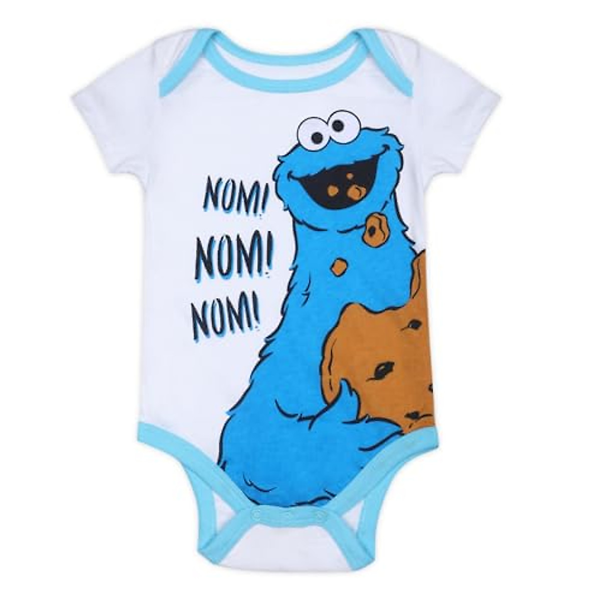 Sesame Street Elmo and Cookie Monster Boys Short Sleeve Bodysuit with Cap Set for Baby and Infant – Blue/White or Red/White