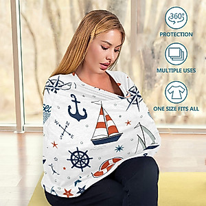 Nursing Cover Breastfeeding Scarf Sailboat Anchor Nautical- Baby Car Seat Covers, Stroller Cover, Carseat Canopy(8ya7h)