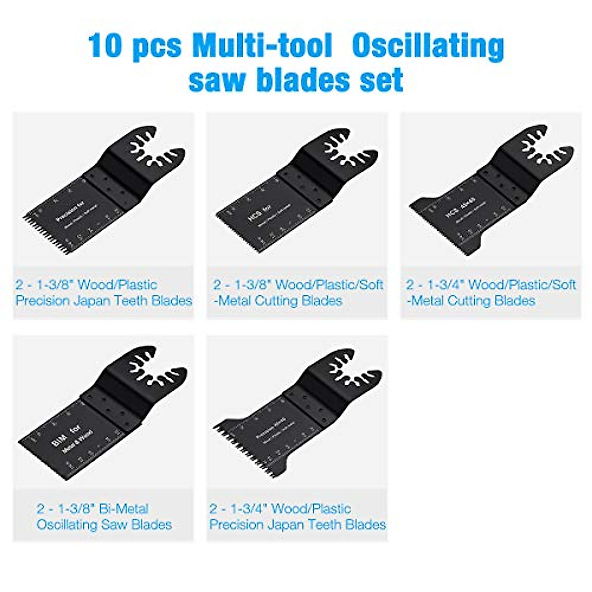 Powerextra 10 Metal Wood Oscillating Multitool Saw Blades Fit Dewalt, Fein, Porter Cable, Black & Decker, Bosch, Dremel, Makita, Craftsman, Ridgid, Ryobi, Milwaukee, Rockwell, Chicago