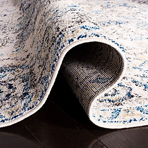 SAFAVIEH Madison Collection Area Rug - 9' x 12', Grey & Ivory, Snowflake Medallion Distressed Design, Non-Shedding & Easy Care, Ideal for High Traffic Areas in Living Room, Bedroom (MAD603F)