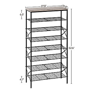 YATINEY 8 Tier Shoe Rack, Shoe Storage Organizer, Large Capacity Shoe Shelf Holds 32 Pairs of Shoes, Durable and Stable, for Entryway, Hallway, Closet, Dorm Room, Greige and Black SS08BG