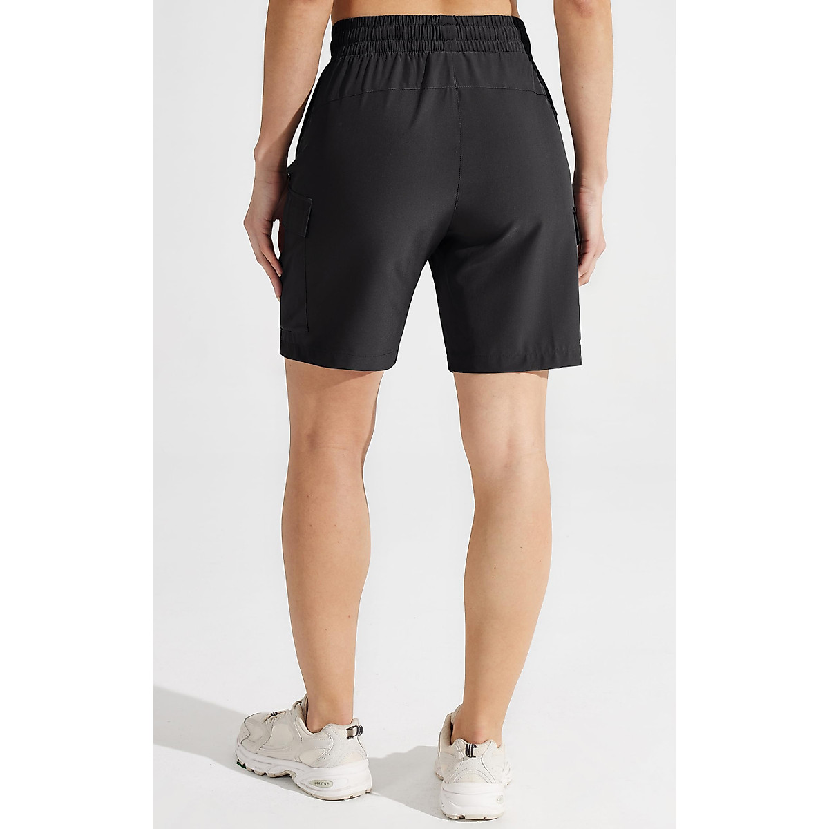 MASKERT Women's Hiking Cargo Shorts Quick Dry Athletic Golf Shorts 7 Inches Lightweight Running Summer Shorts with Zipper Pockets, Black XL