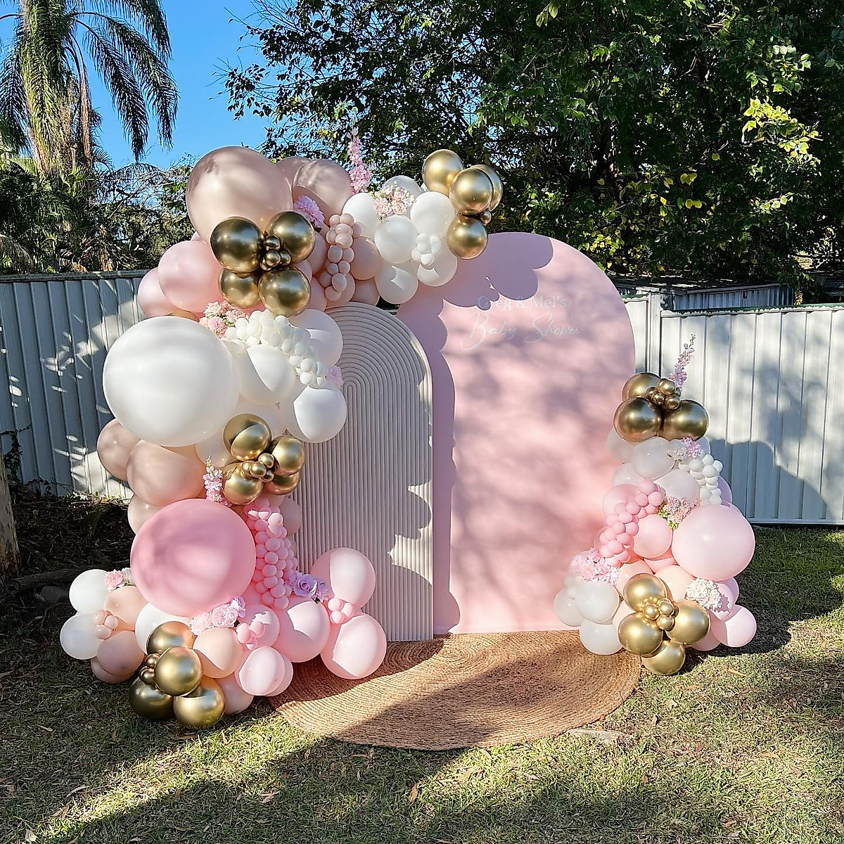 Pink and White Balloon Arch Kit, 121PCS Pink and Gold Balloon Garland Pastal Pink White Gold Confetti Balloons for Girls Birthday Baby Shower Wedding Bridal Shower Party Decorations