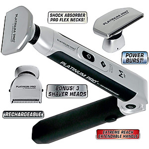 MANGROOMER - PLATINUM PRO New Back Hair Shaver Complete Foil Attachment Head with Shock Absorber Flexing Neck for Smooth Shaving!