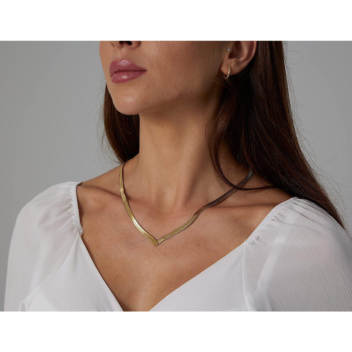 JECOMY Dainty Gold Layered Necklaces for Women 18K Gold Plated Stacked Herringbone Choker Necklace Coin Pendant Snake Chain Necklace Trendy Rope Paperclip Layering Necklace Set for Women