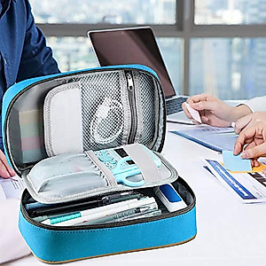 TTVALLEY Portable Pencil Case Large Capacity Pencil Pouch Pen Bag for Girl Boy Men Women (Blue)