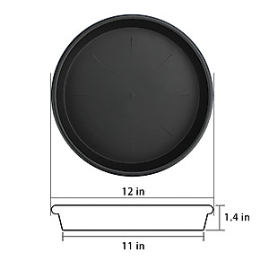ZUNTENG Black Plastic Plant Saucer, 3pcs Plant Tray,12inch Flower Plant Pot Saucer for Indoor and Outdoor