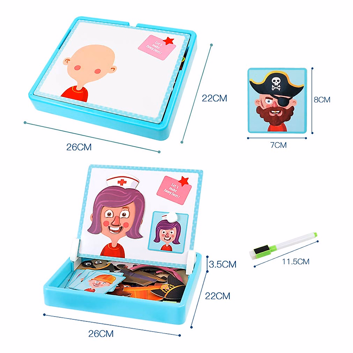 ZSFLZS Magnetic Puzzles Face Dress Up Travel Game Double Side Preschool Educational Learning Toy for Kids