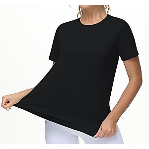 THE GYM PEOPLE Women's Workout Short Sleeve Breathable T-Shirts Athletic Yoga Tee Tops Black